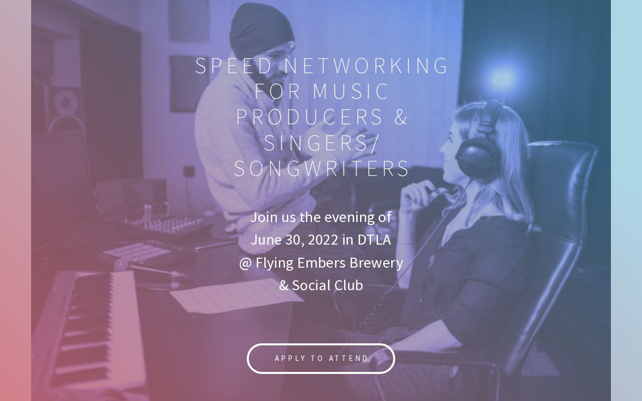 Speed Networking For Producers & Singer/Songwriters